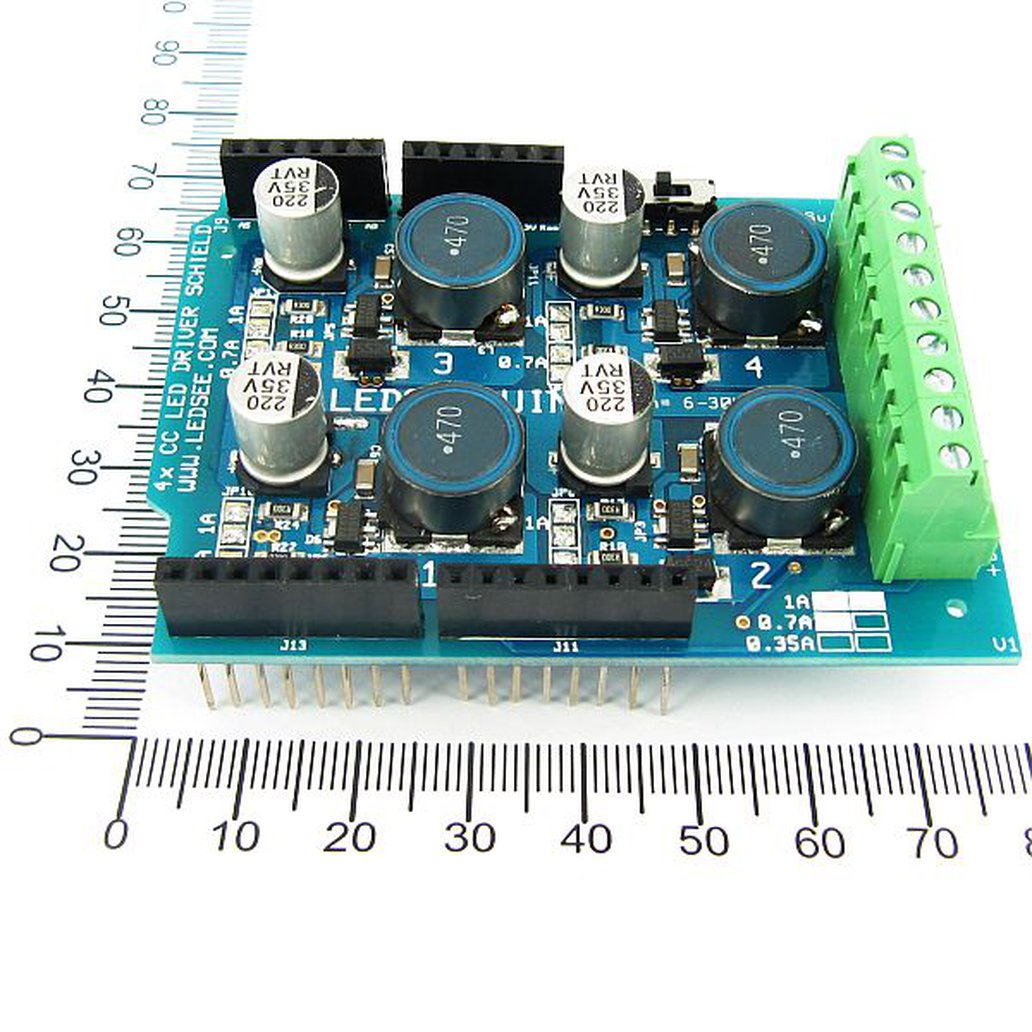 4 channel PWM high power led shield for Arduino from Conceptinetics on Tindie